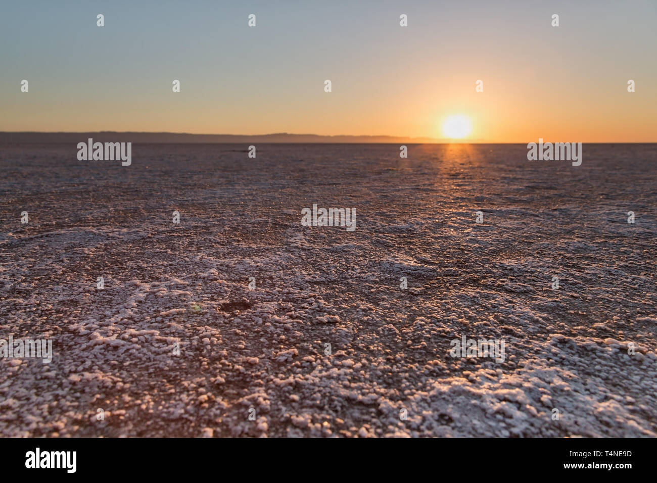 Sunrise at Chott El Djerid - salt lake in Tunisia in Sahara Desert ...