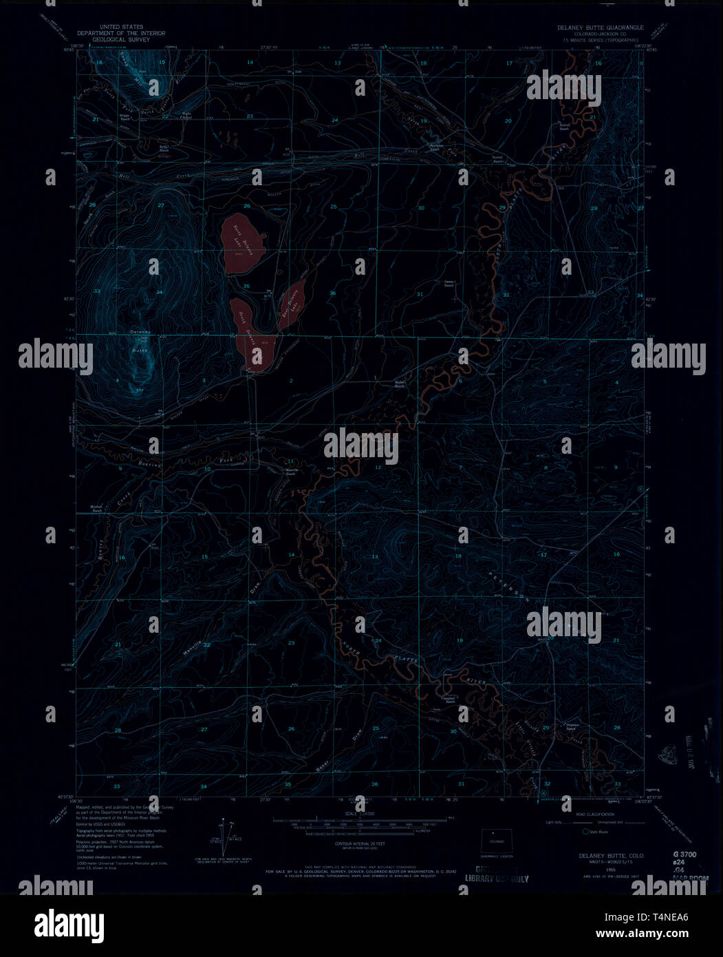 USGS TOPO Map Colorado CO Delaney Butte 400620 1955 24000 Inverted ...