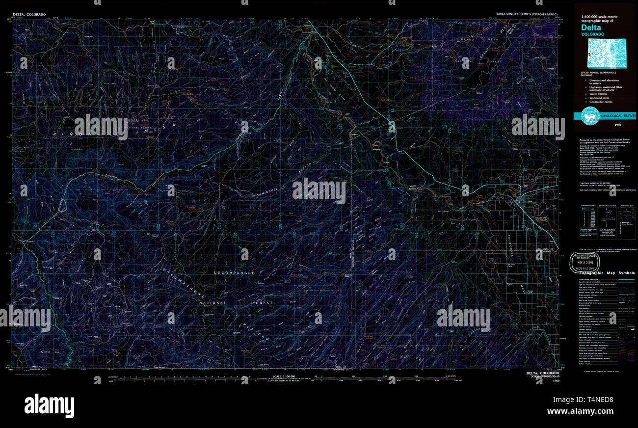 USGS TOPO Map Colorado CO Delta 232772 1980 100000 Inverted Restoration ...