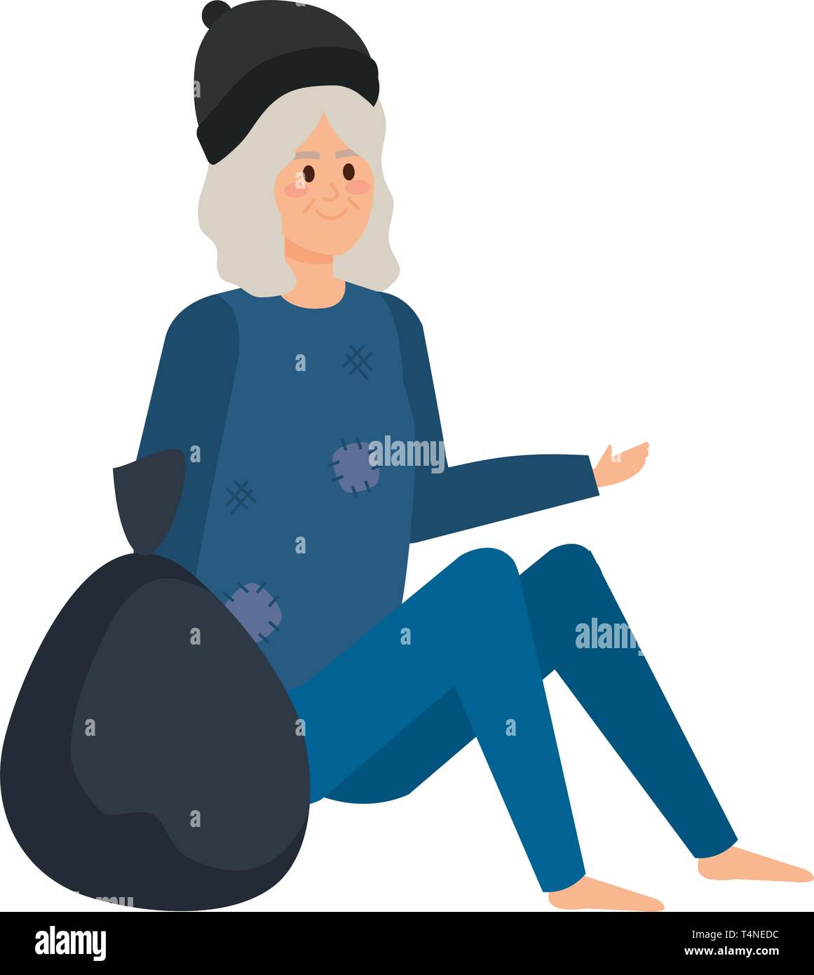 homeless woman with bag character Stock Vector Image & Art - Alamy