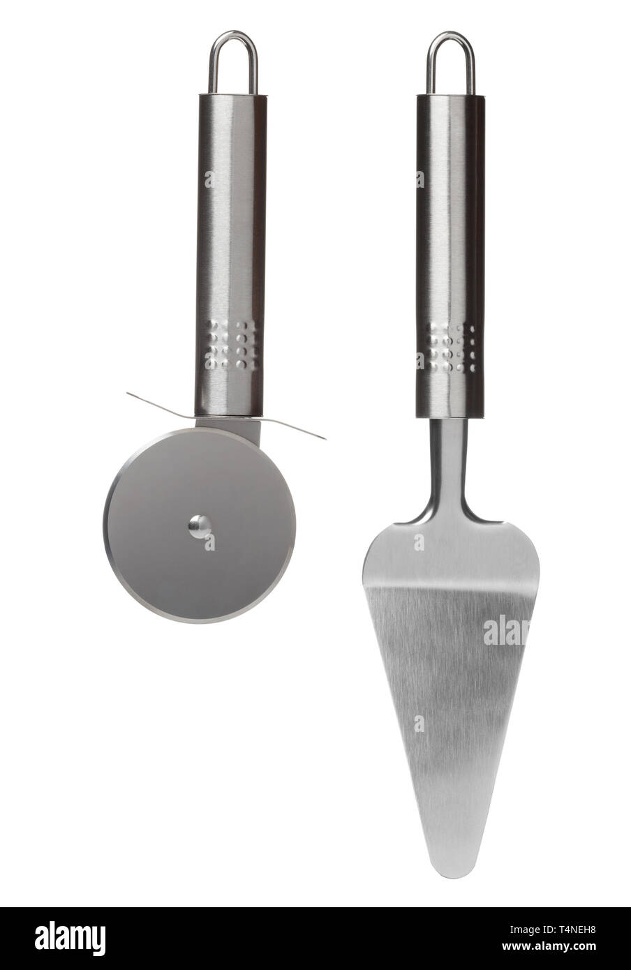 Pizza cutter and lifter isolated on white Stock Photo - Alamy