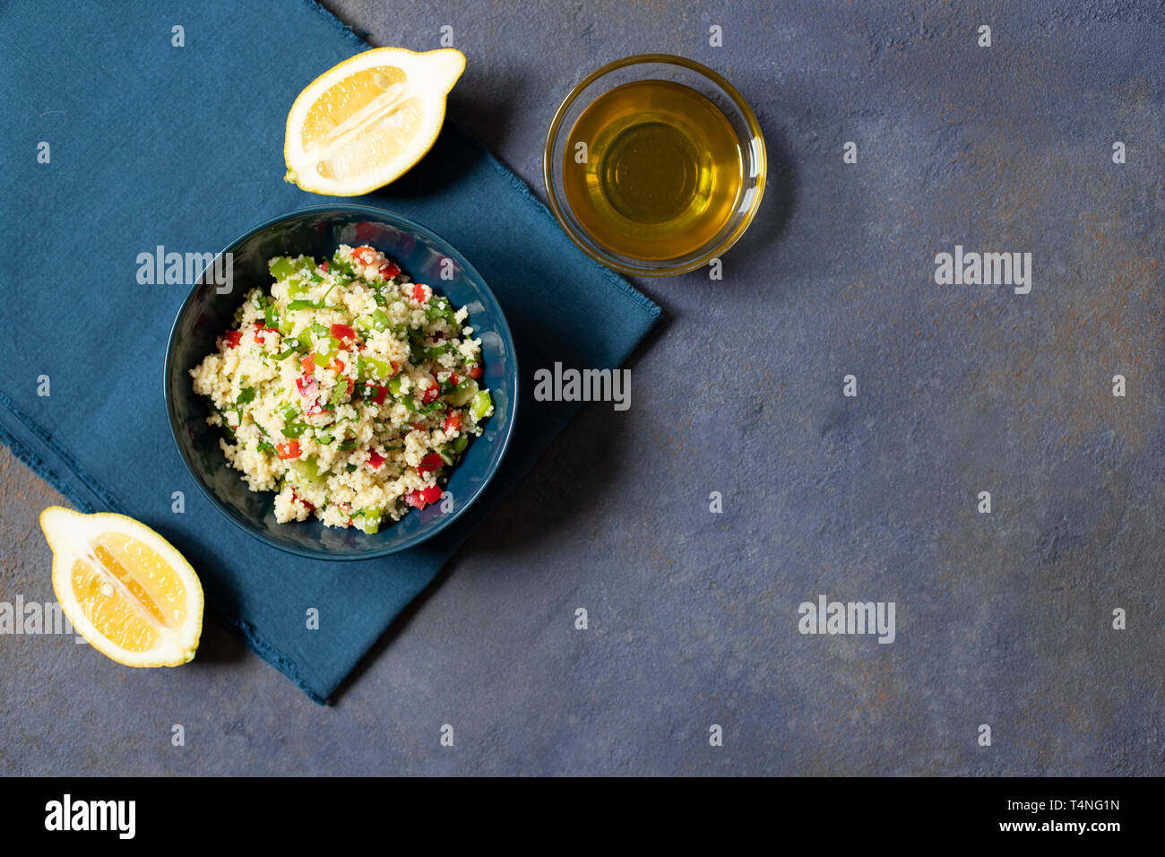 Tabbouleh salad with couscous, parsley, lemon, tomato, olive oil ...