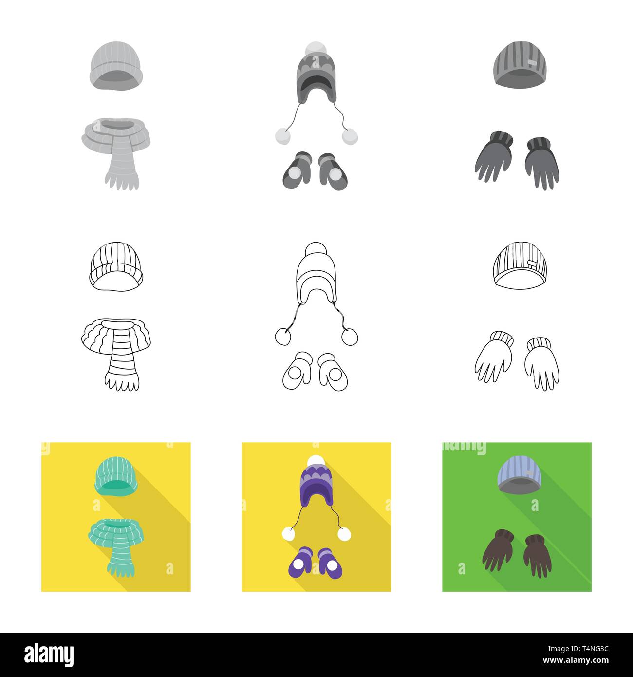 Vector design of clothes and texture sign. Set of clothes and weather ...