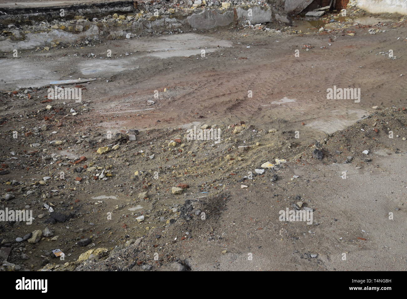 The ruined foundation of an old building, the walls of the basement of ...