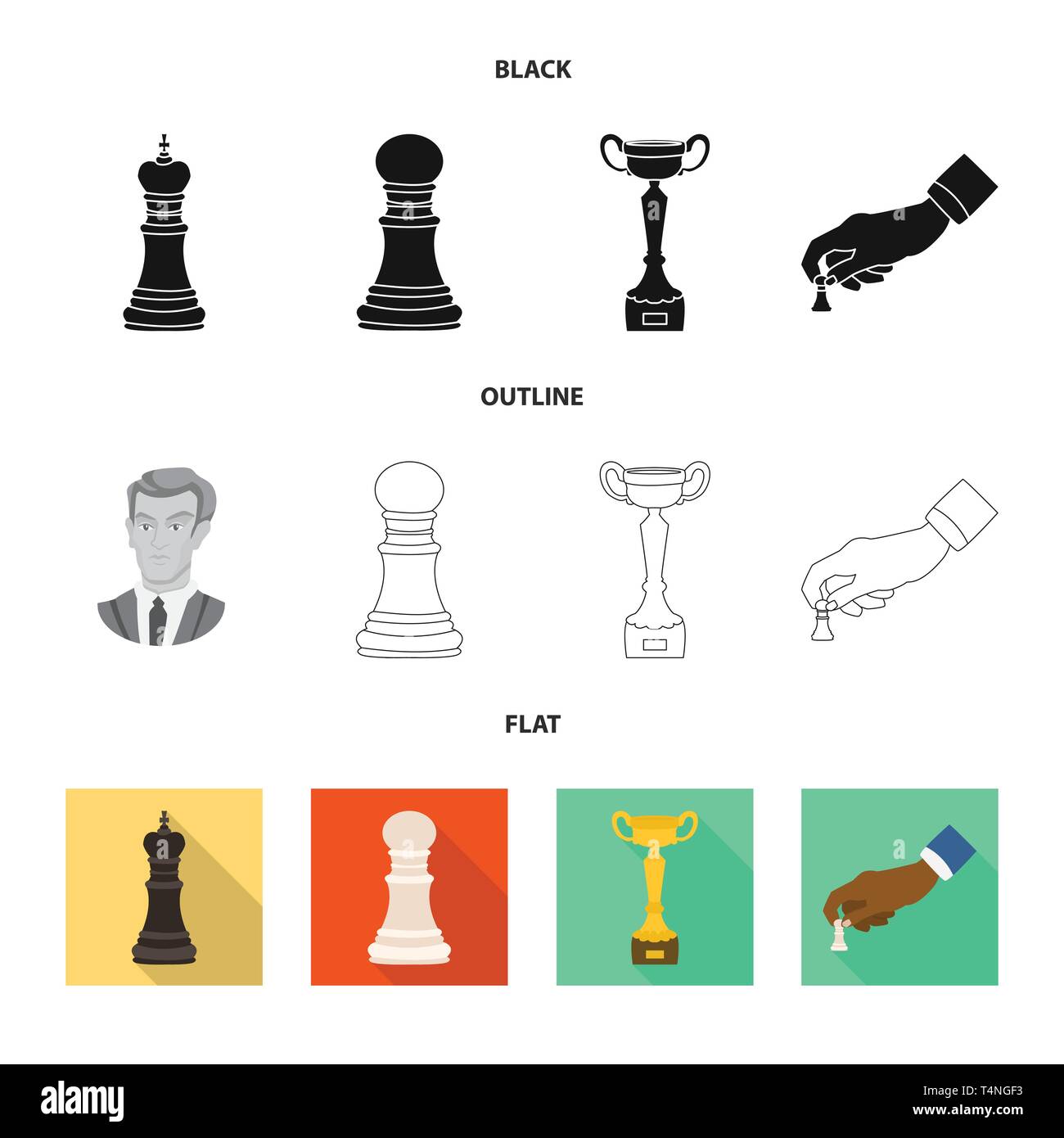 Vector illustration of checkmate and thin symbol. Set of checkmate and ...