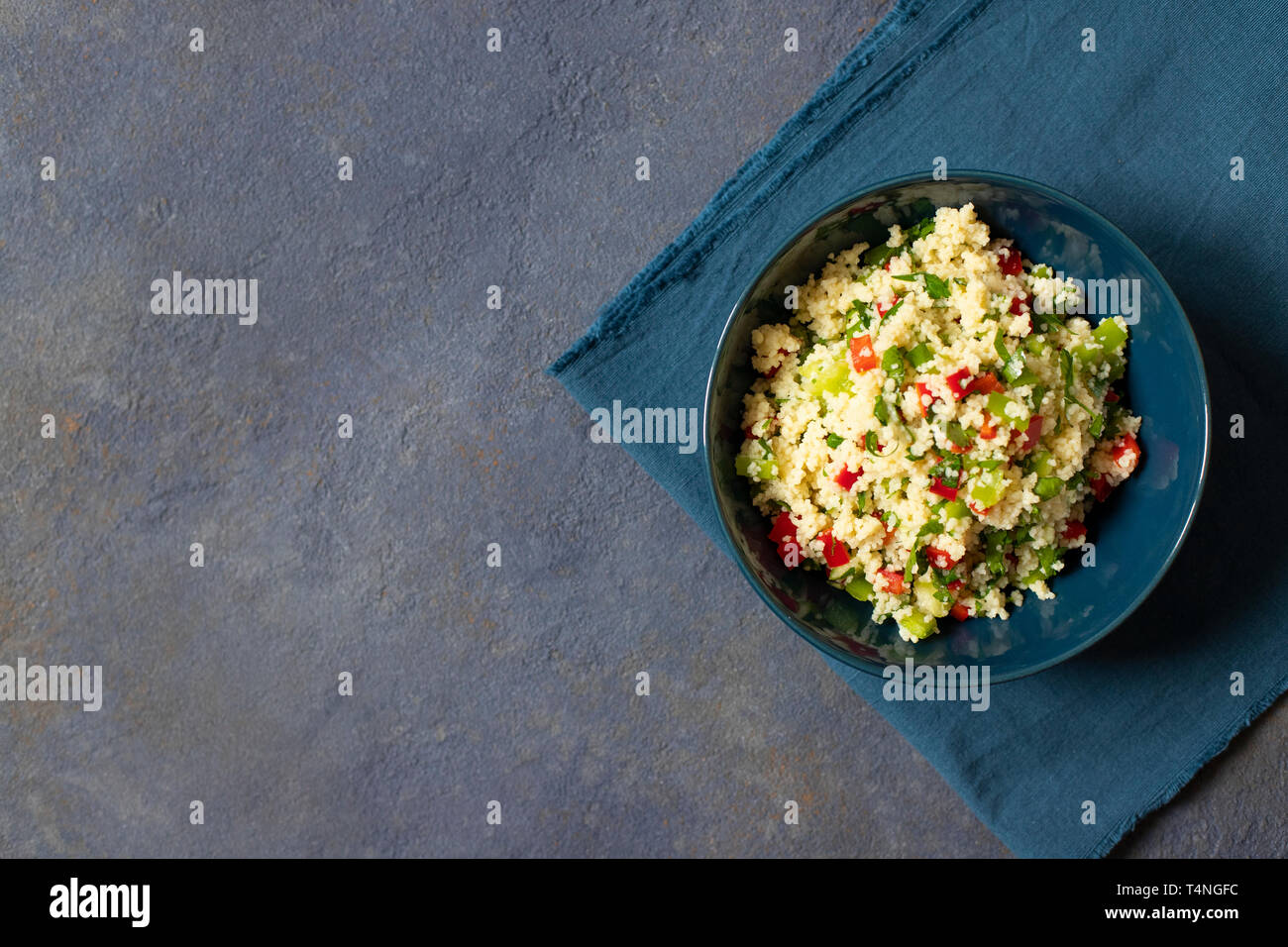 Tabbouleh salad with couscous, parsley, lemon, tomato, olive oil ...