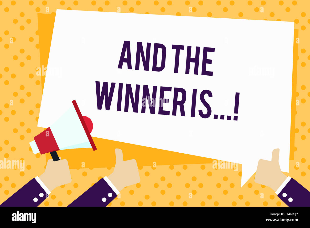 Writing note showing And The Winner Is. Business concept for announcing ...