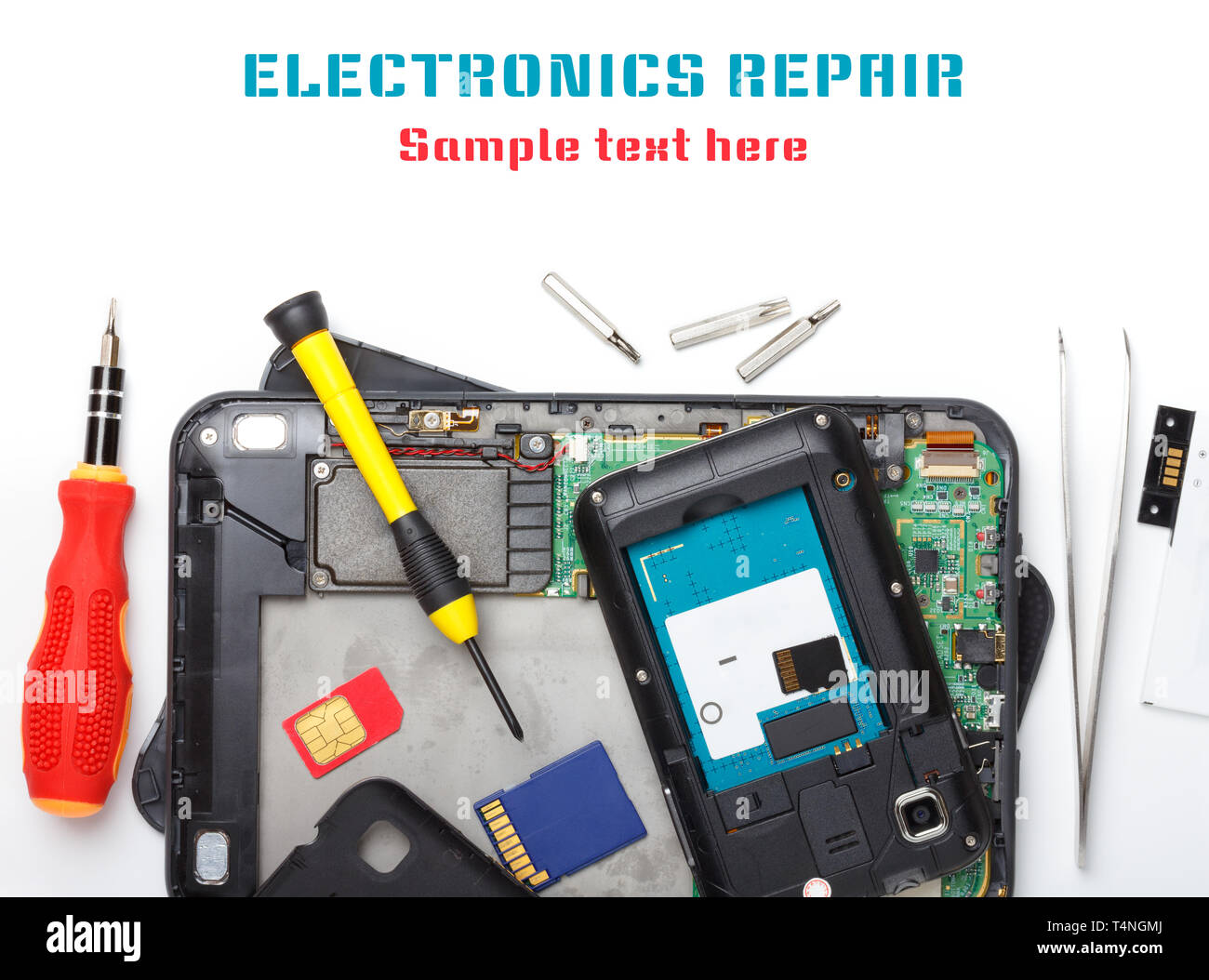 Mobile phone and tablet computer repair, isolated on white Stock Photo ...