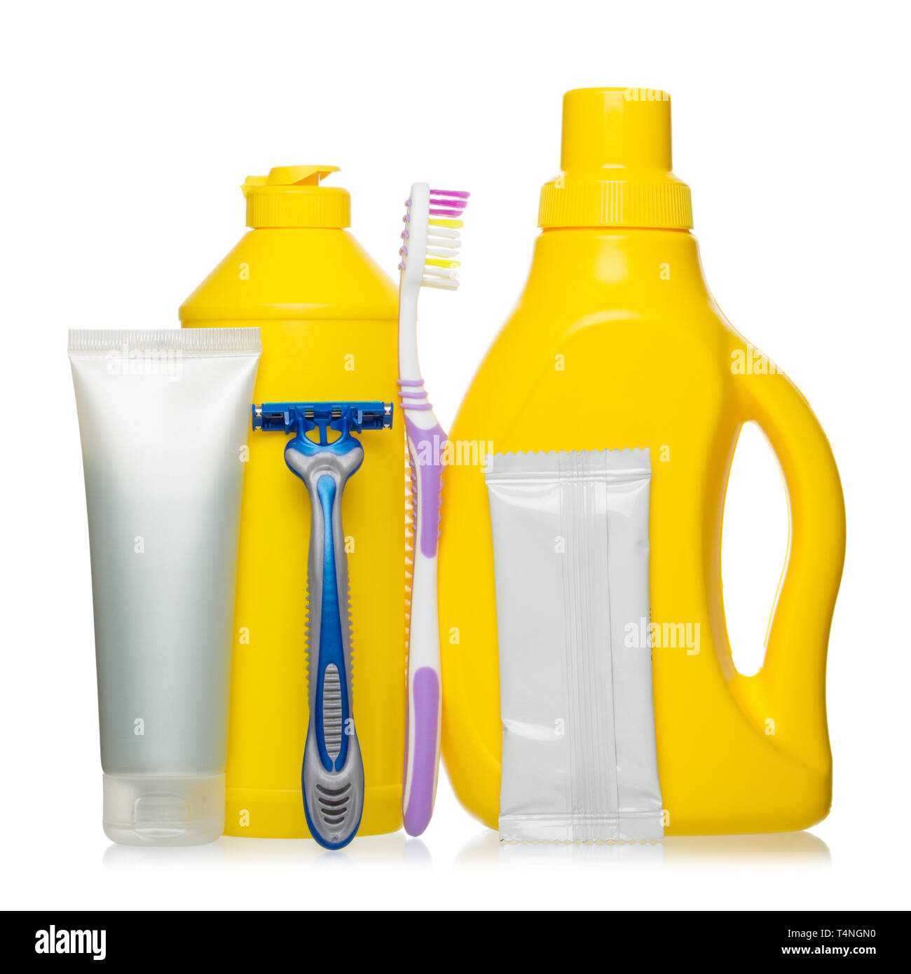 Healthcare, hygiene and cleaning products in plastic containers ...