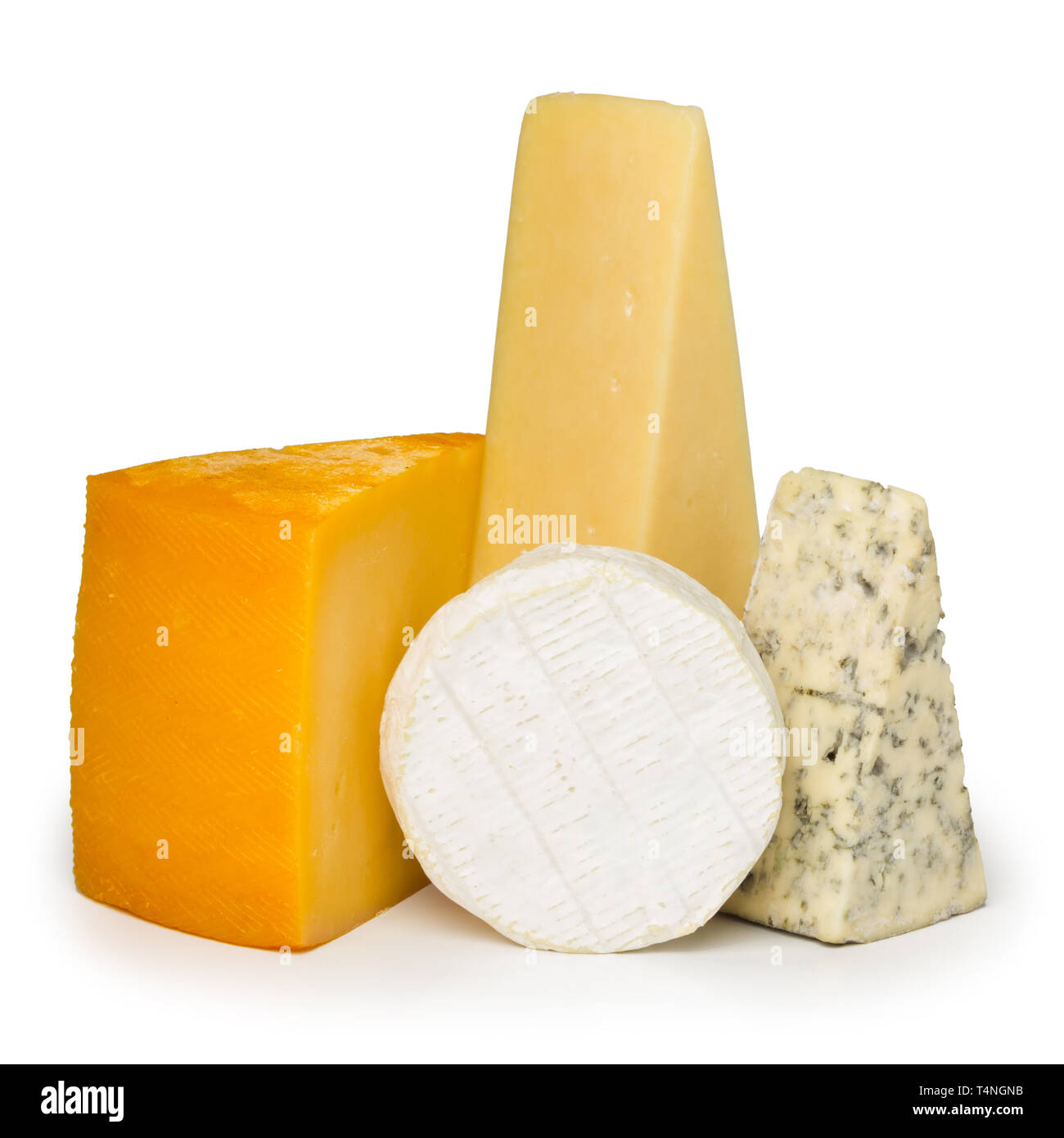 Assortment of different cheese types isolated on white background Stock ...