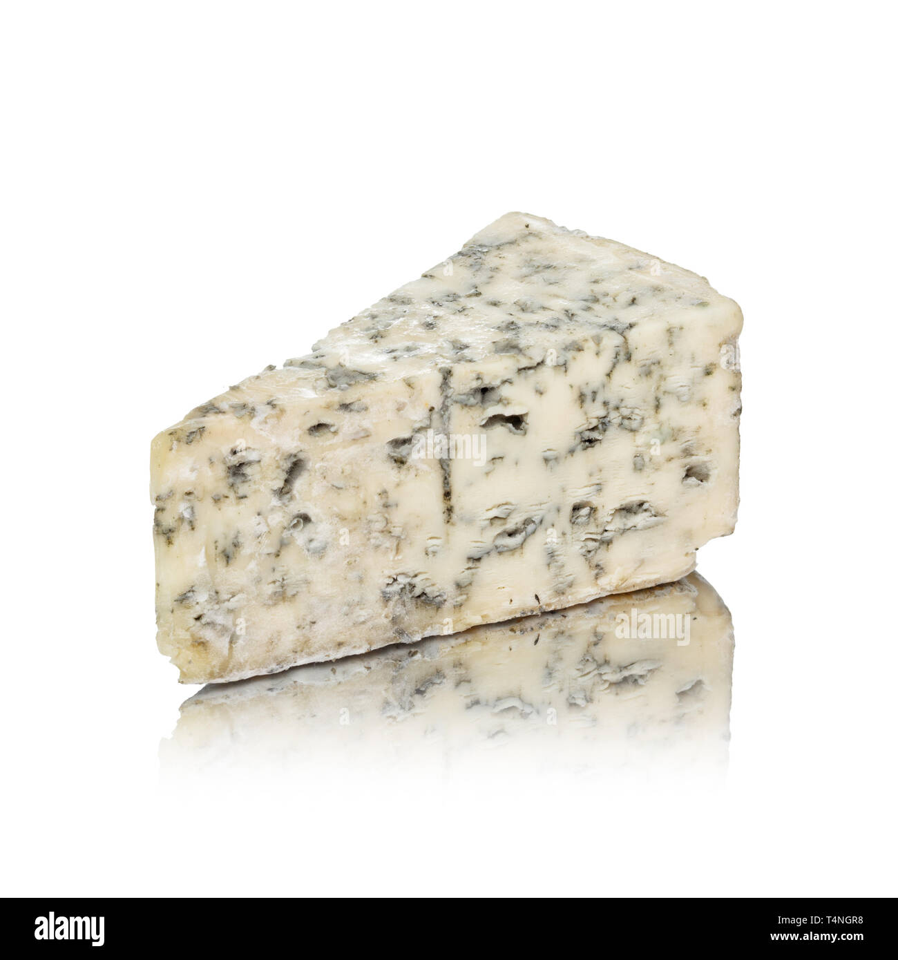 Blue cheese isolated on white with reflection Stock Photo - Alamy