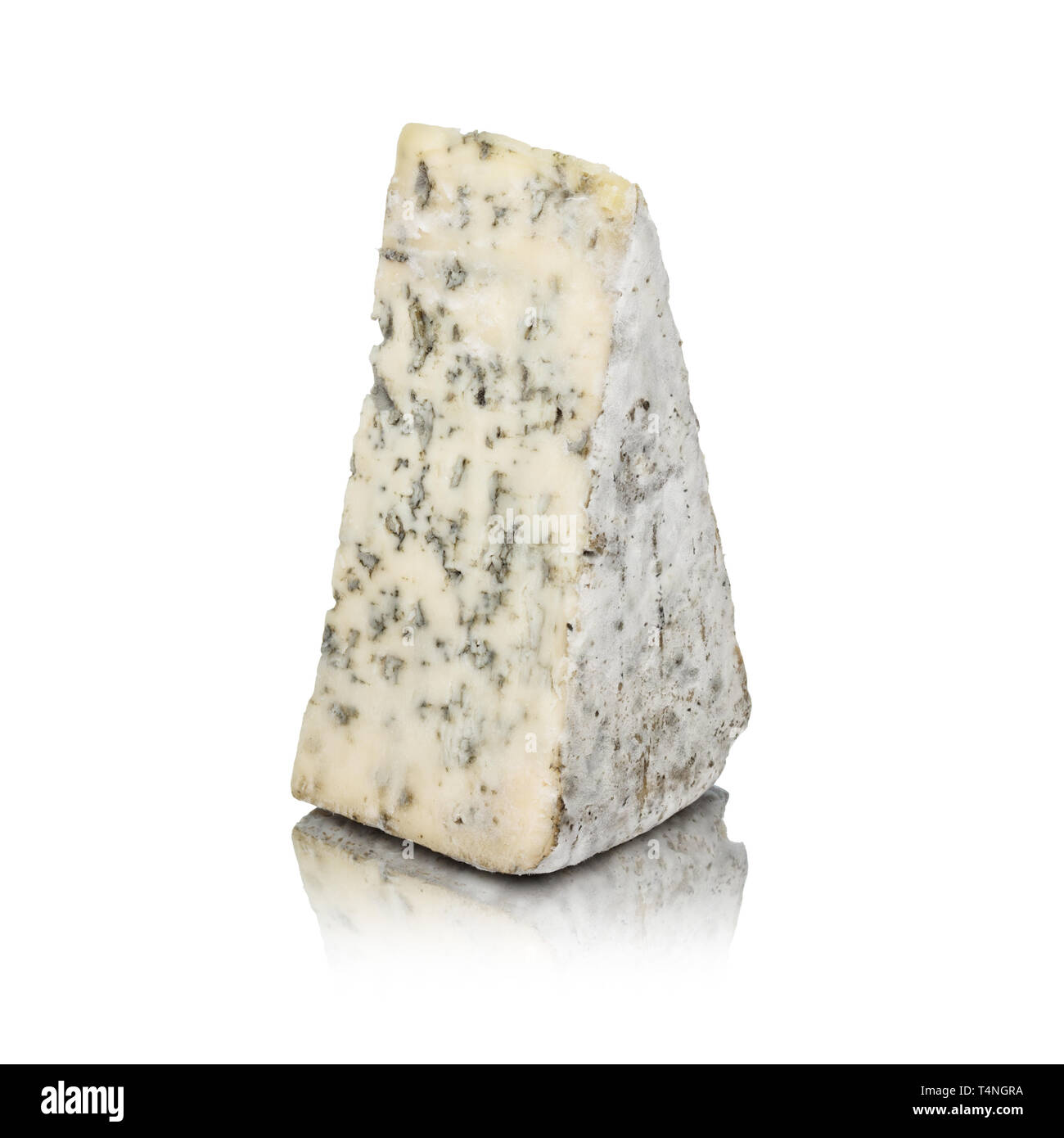 Blue cheese isolated on white with reflection Stock Photo - Alamy