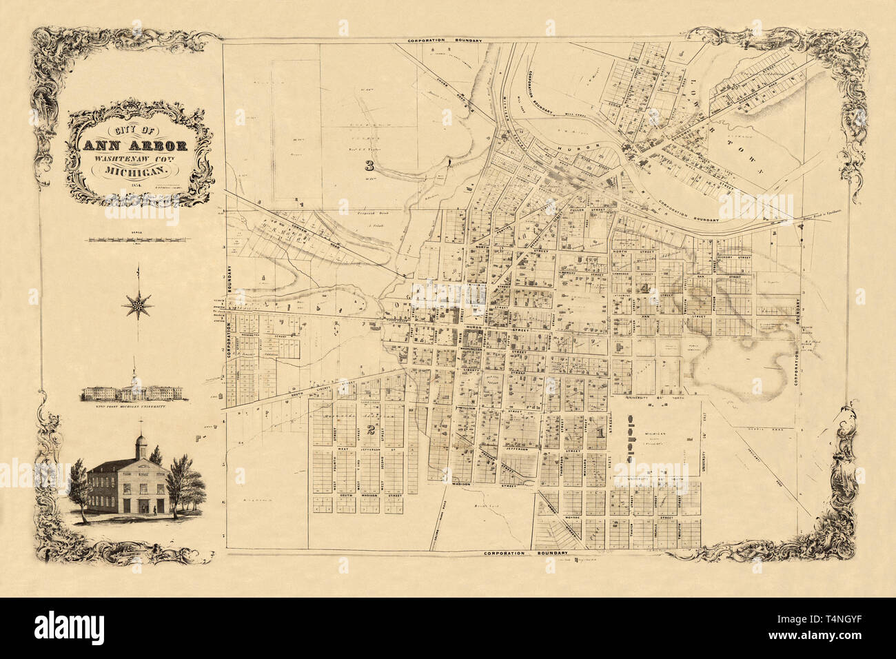 Map of ann arbor 1854 hi-res stock photography and images - Alamy