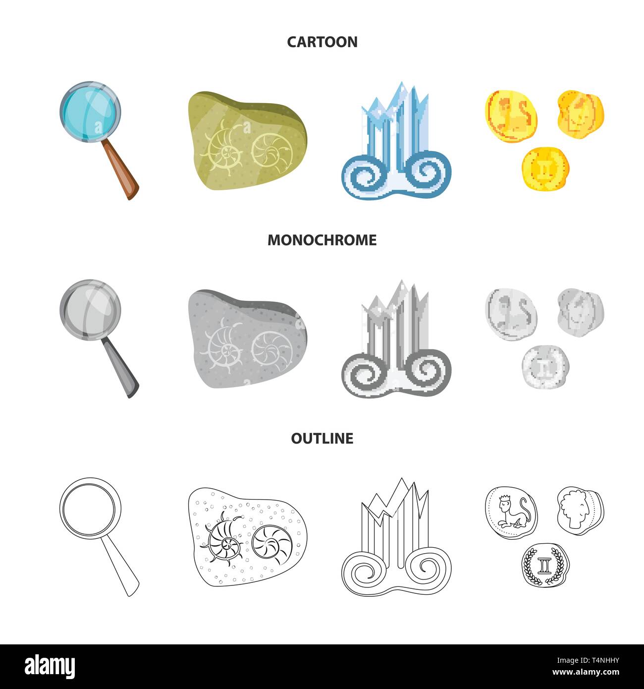 Vector illustration of story and items sign. Set of story and ...