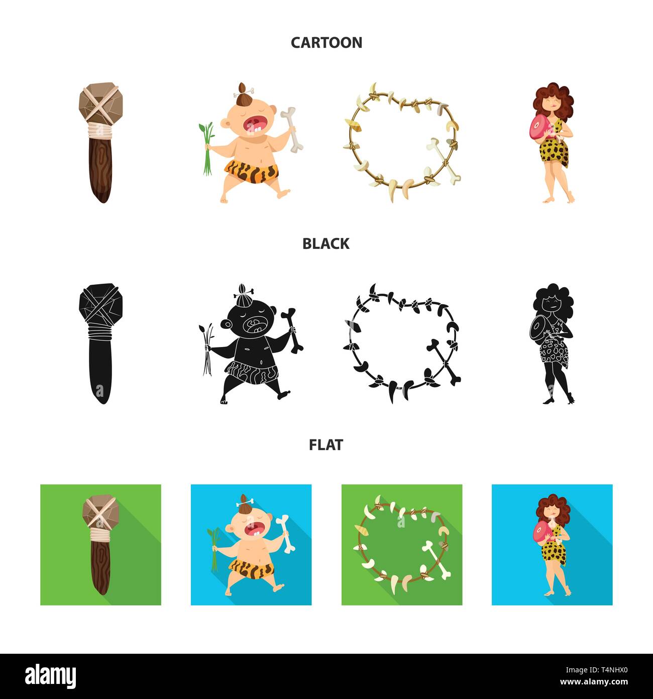 Isolated object of evolution and prehistory symbol. Collection of ...