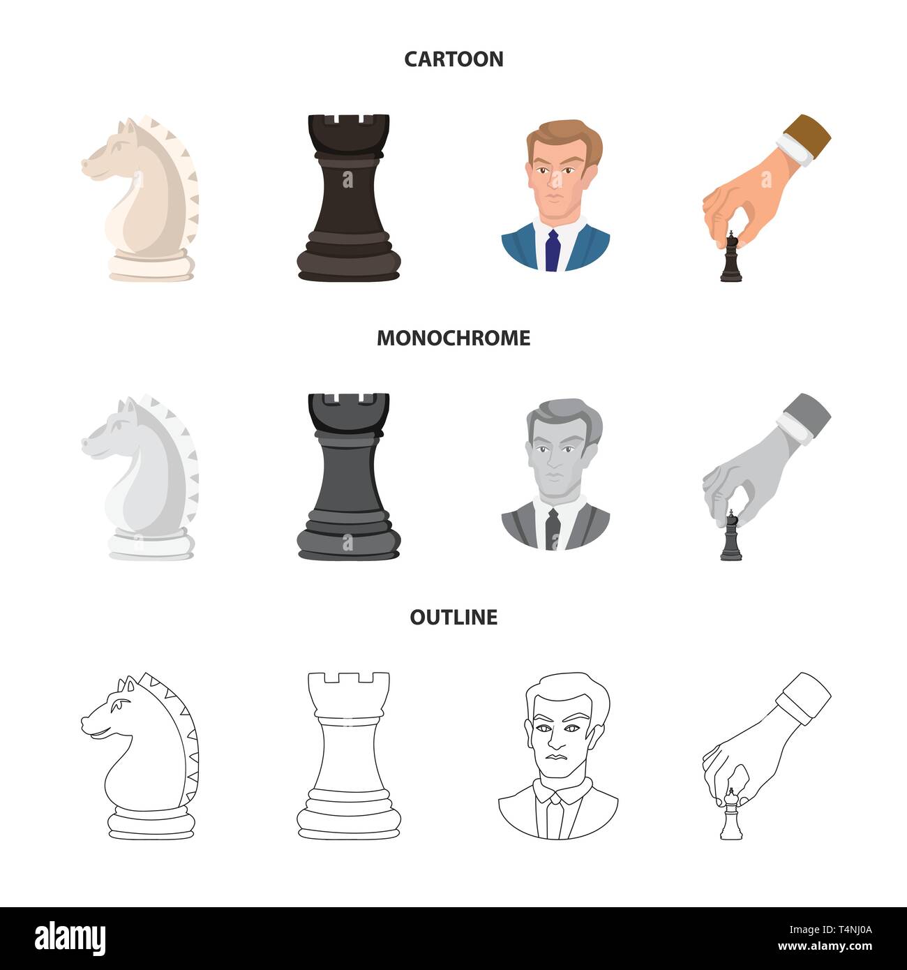 Vector illustration of checkmate and thin logo. Set of checkmate and ...