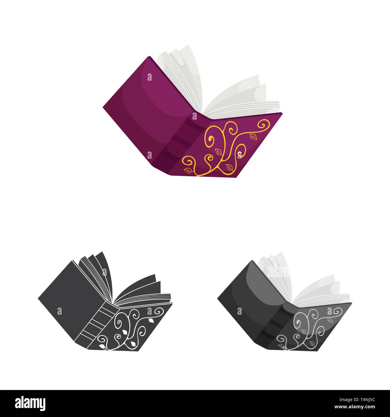 Vector design of book and diary icon. Collection of book and notebook ...