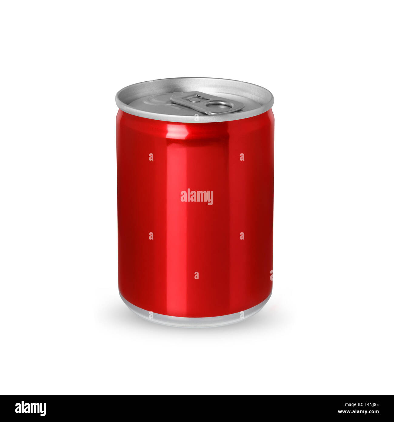 Small red aluminum can isolated on white background Stock Photo - Alamy