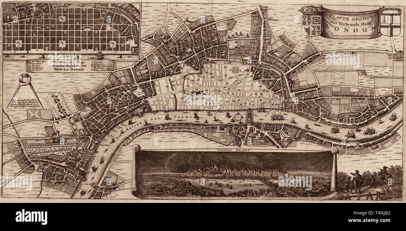Map Of London 1667 Stock Photo - Alamy