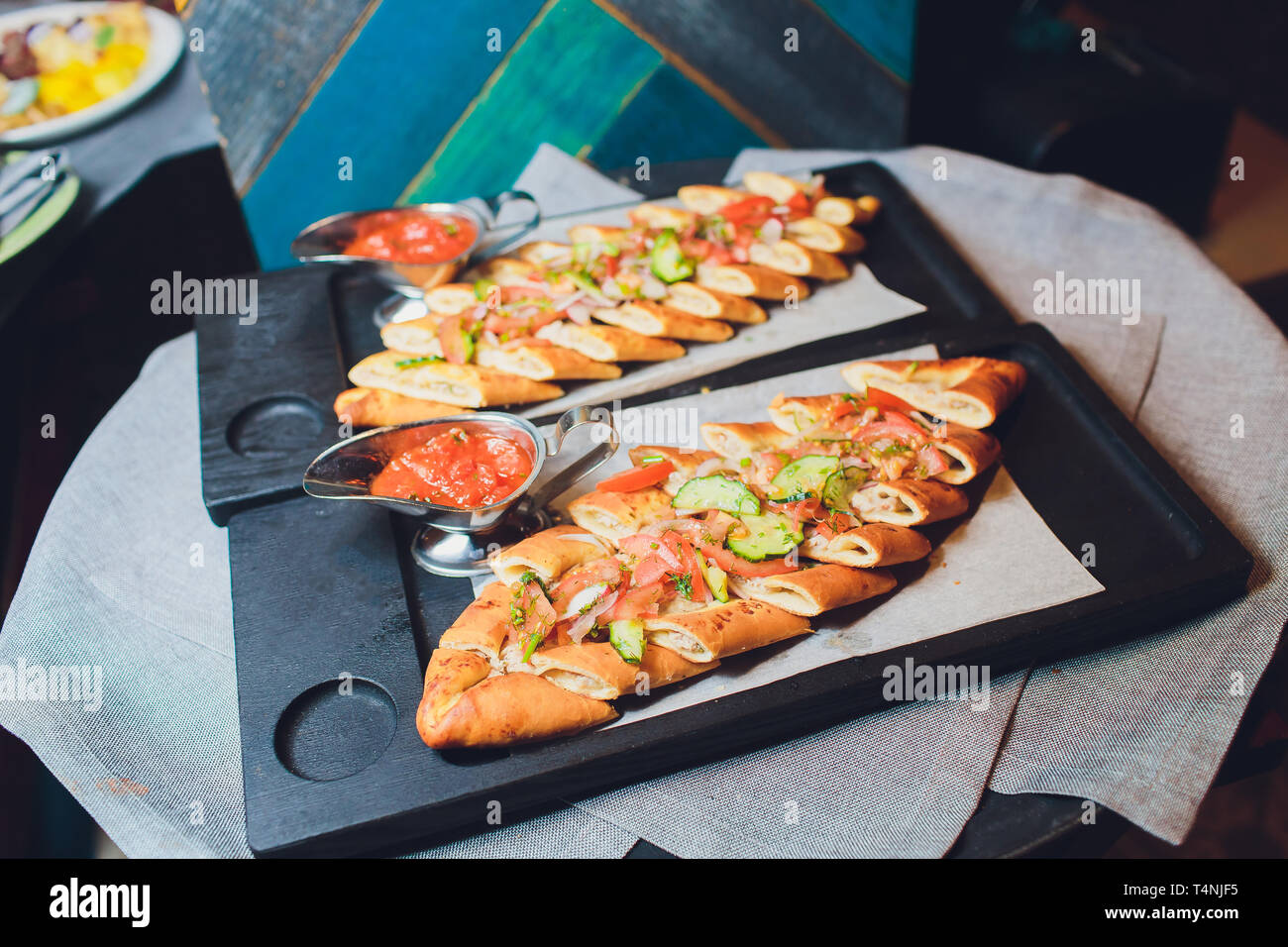 Oven fresh home made baked patties. Delicious pastries on a baking ...