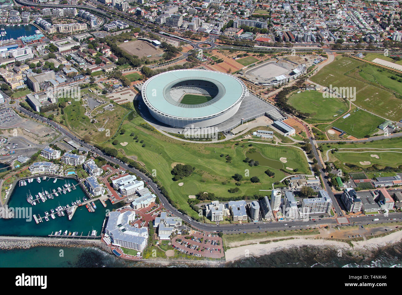 Aerial view of Cape town South Africa from a helicopter. Panorama Cape ...