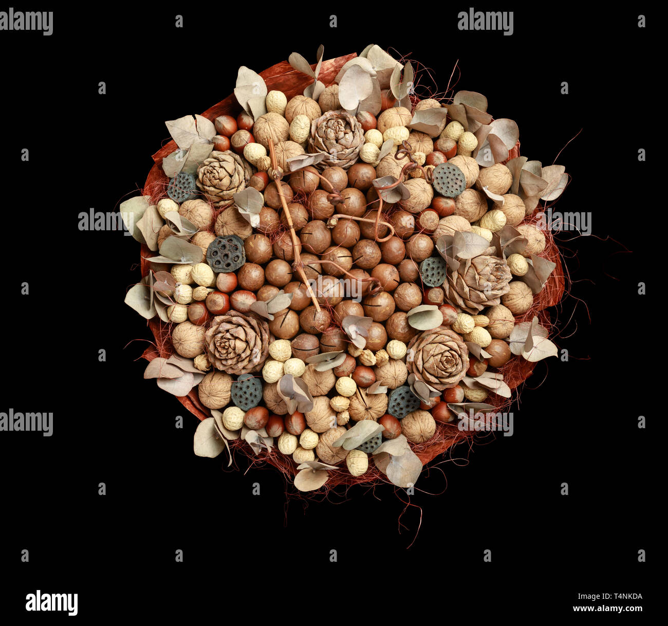 Unique bouquet made up of different types of nuts, decorated with ...