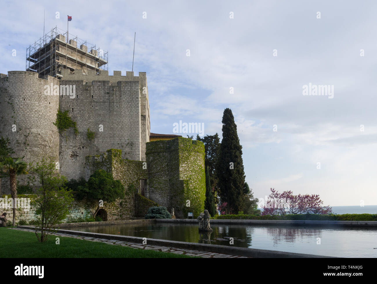 Duino, Italy - The Duino Castle built on cliffs overlooking the gulf of ...