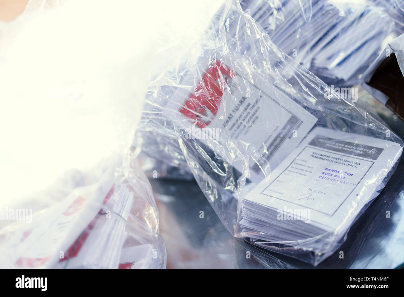 Banda Aceh, Indonesia - April 17, 2019: Stack of Ballot papers of ...