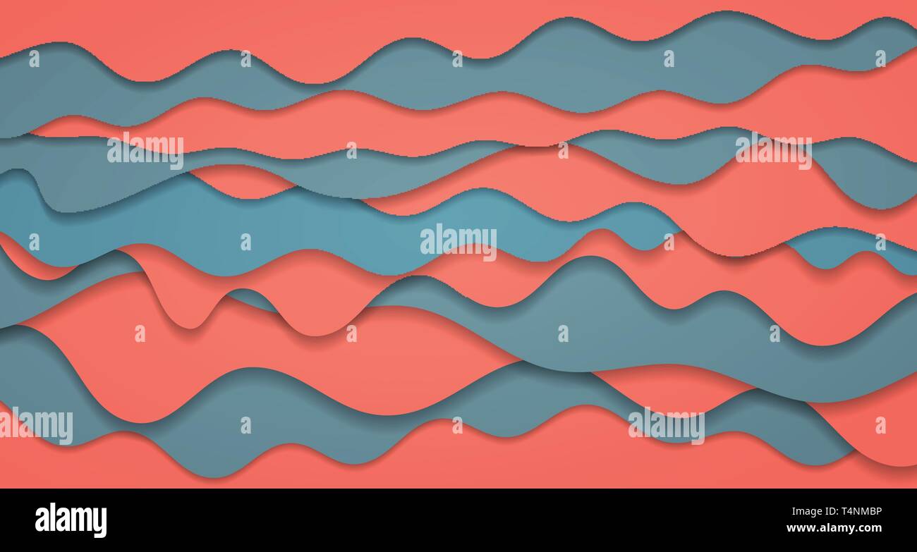 Abstract wavy cut paper strips with soft shadow. Vector illustration ...
