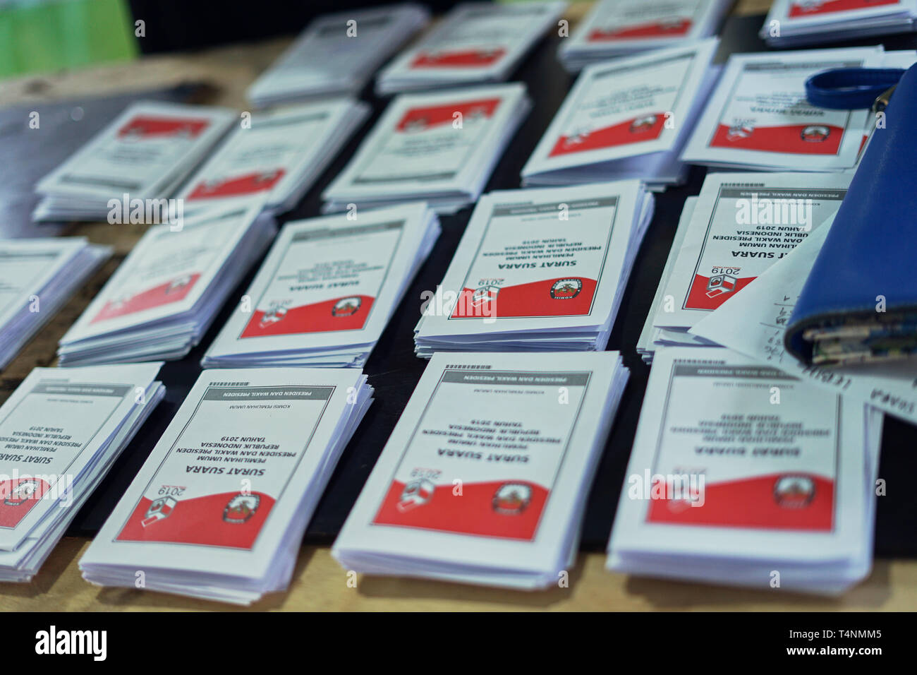 Banda Aceh, Indonesia - April 17, 2019: Stack of Ballot papers of ...