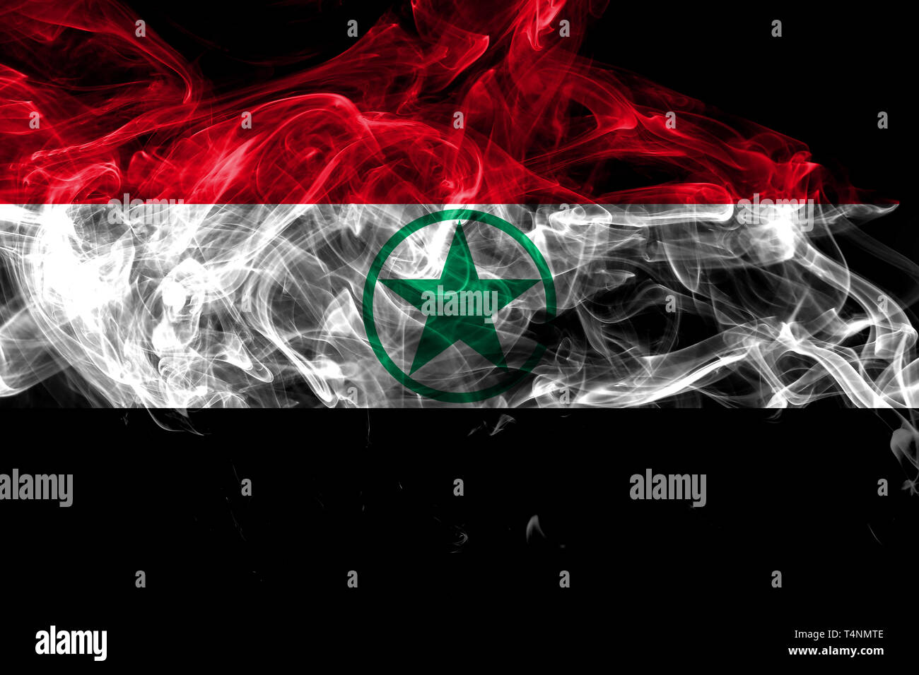 Arabistan smoke flag, Iran dependent territory flag Stock Photo - Alamy