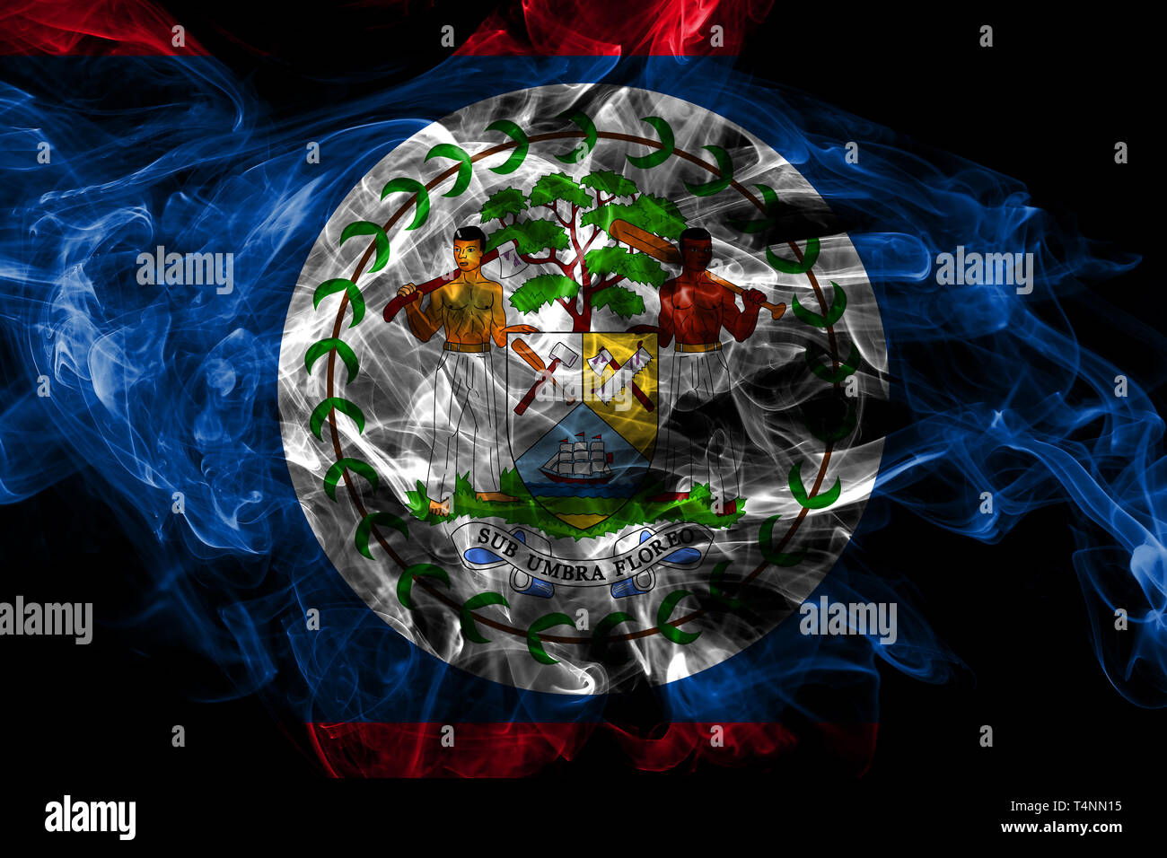 Belize smoke flag isolated on black background Stock Photo - Alamy