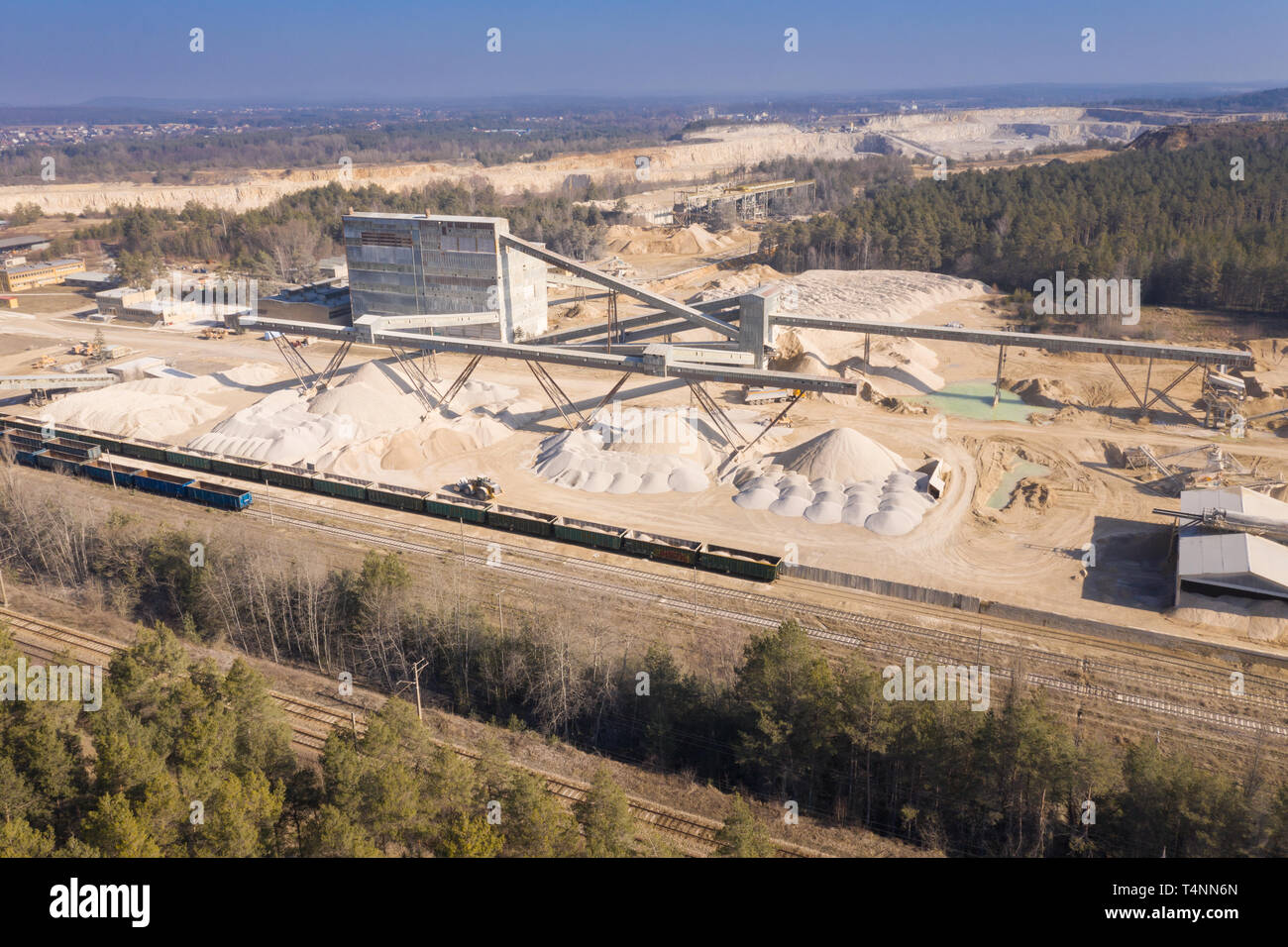 Aerial view of opencast mining quarry. Industrial place view from above ...