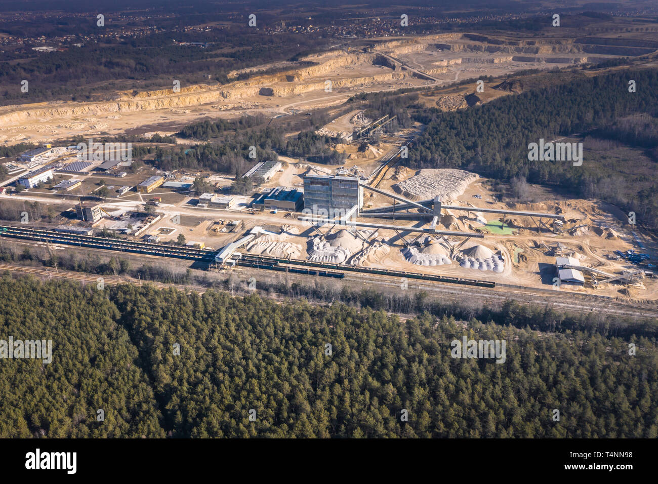 Aerial view of opencast mining quarry. Industrial place view from above ...