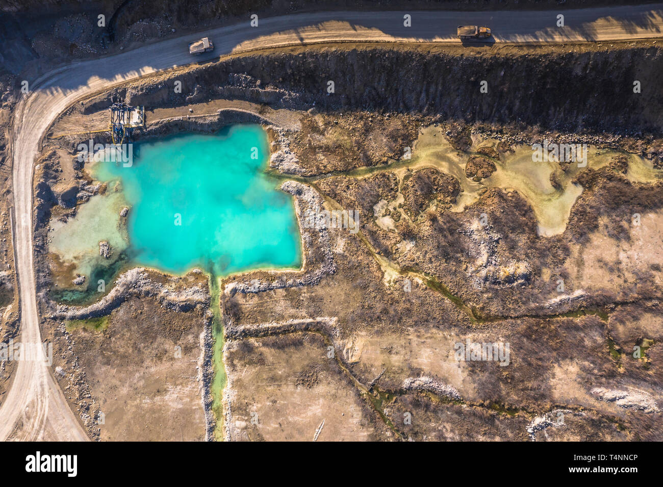 Aerial view of degraded landscape. Destroyed land. View from above ...
