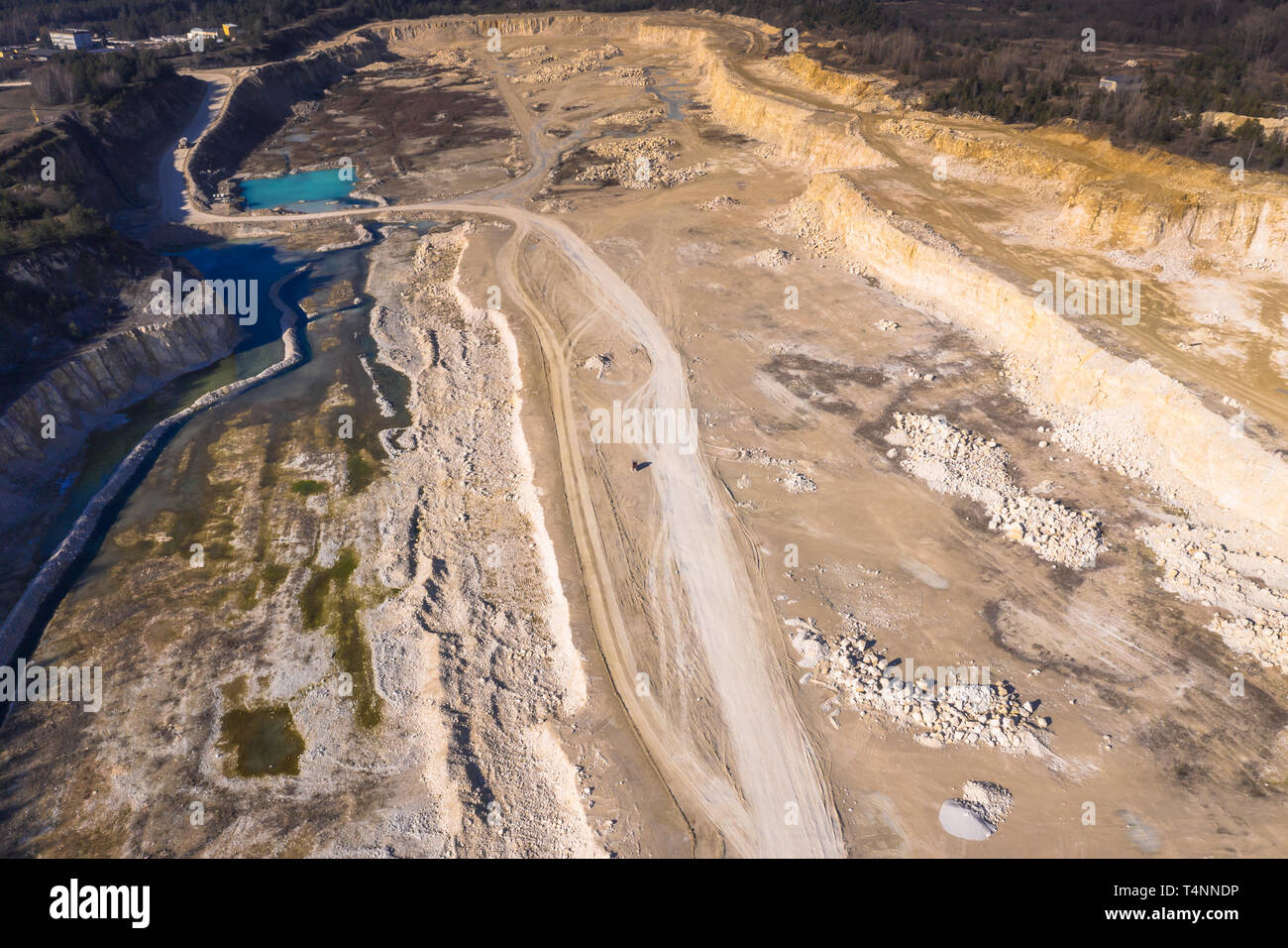 Aerial view of degraded landscape. Destroyed land. View from above ...