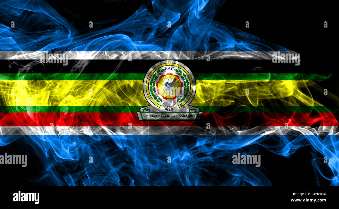 East African Community smoke flag, EAC flag Stock Photo - Alamy