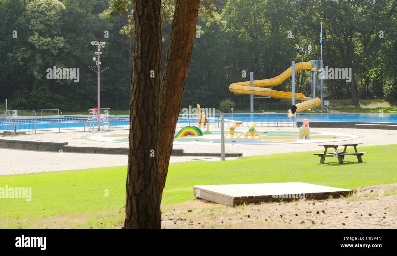 Deserted outside swimming pool in a forest in the summer Stock Photo ...