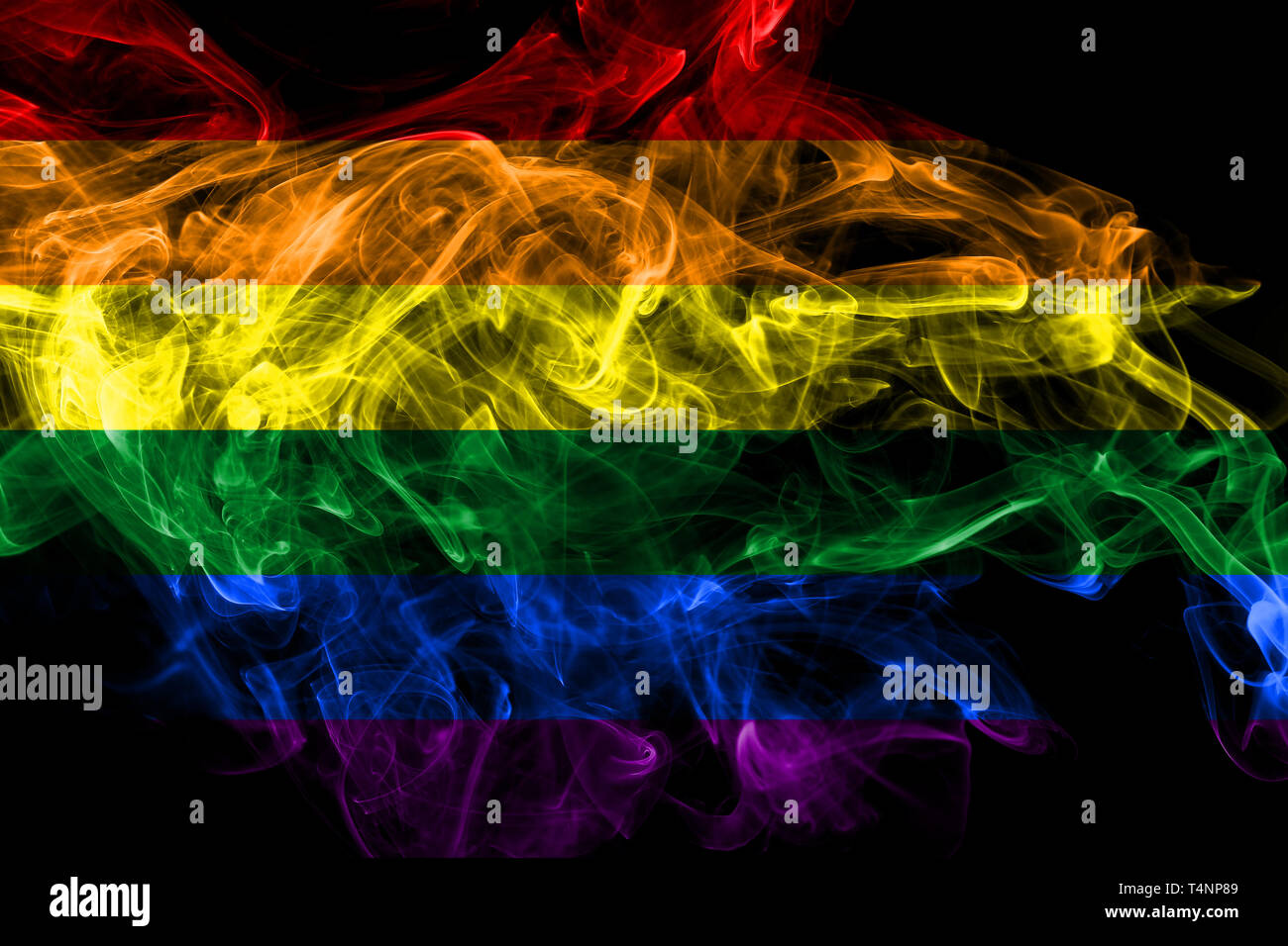 Gay smoke flag isolated on black background Stock Photo - Alamy