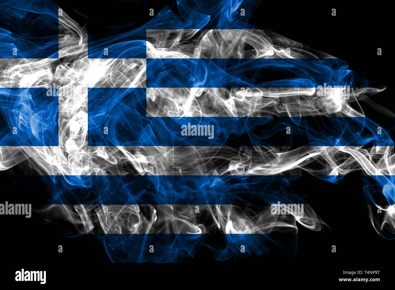 Greece smoke flag isolated on black background Stock Photo - Alamy