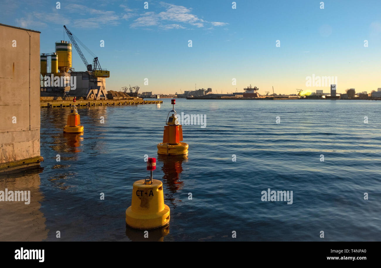 Amsterdam harbor in the sun on a clear day in the netherlands Stock ...