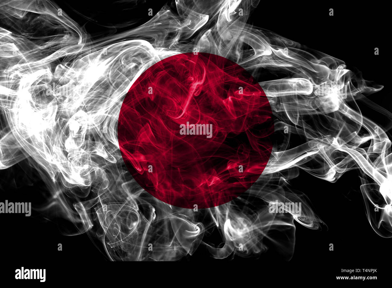Japan smoke flag isolated on black background Stock Photo - Alamy