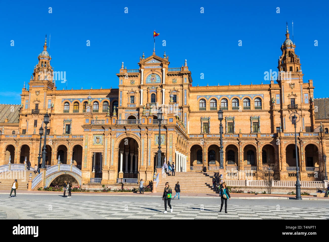 Seville, Spain - December 16, 2017: Central building at the Spain ...