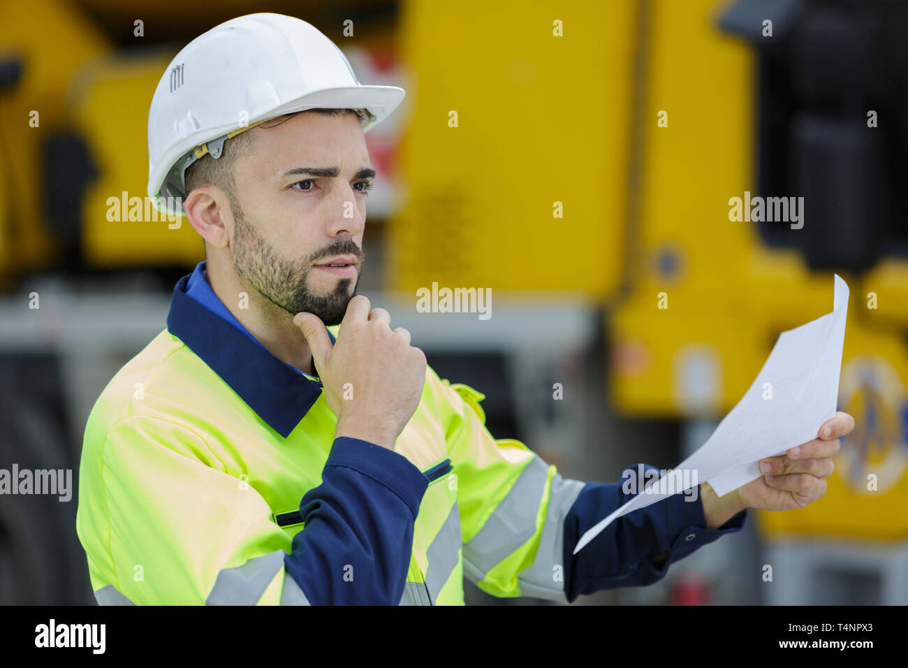 male engineer outside a construction site Stock Photo - Alamy