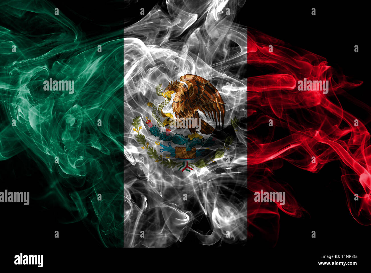 Mexico smoke flag isolated on black background Stock Photo - Alamy