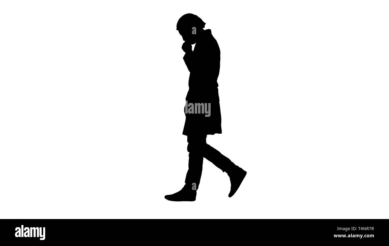 Full length portrait side view. Silhouette Thoughtful male doctor ...