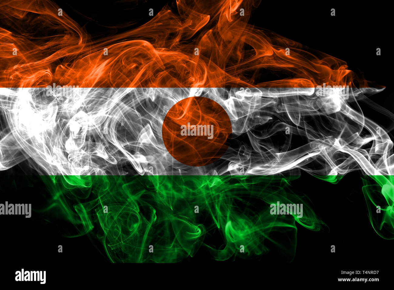Niger smoke flag isolated on black background Stock Photo - Alamy