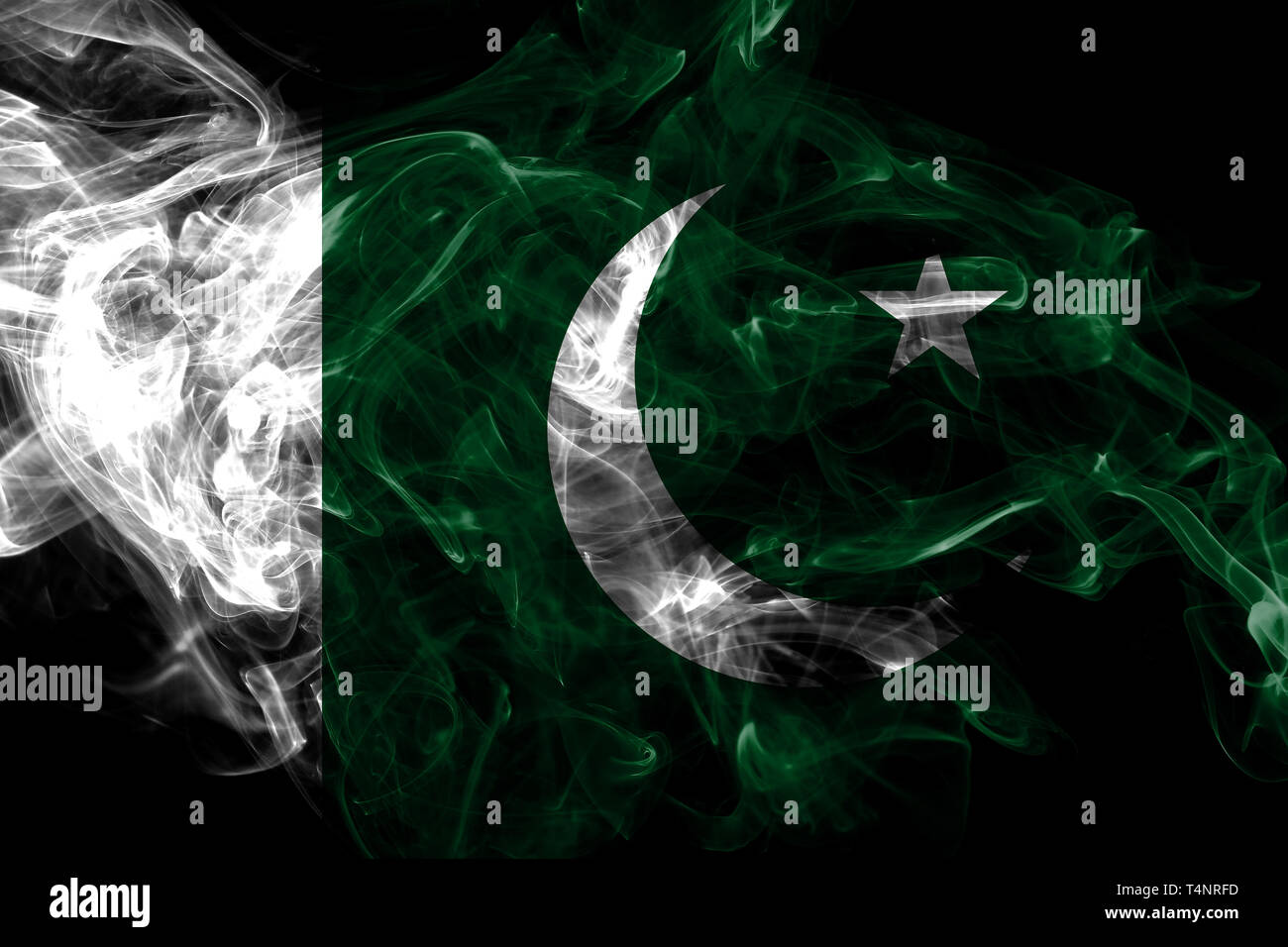 Pakistan smoke flag isolated on black background Stock Photo - Alamy