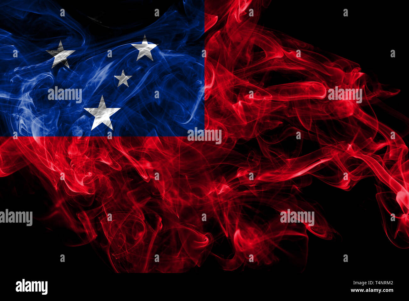 Samoa smoke flag isolated on black background Stock Photo - Alamy