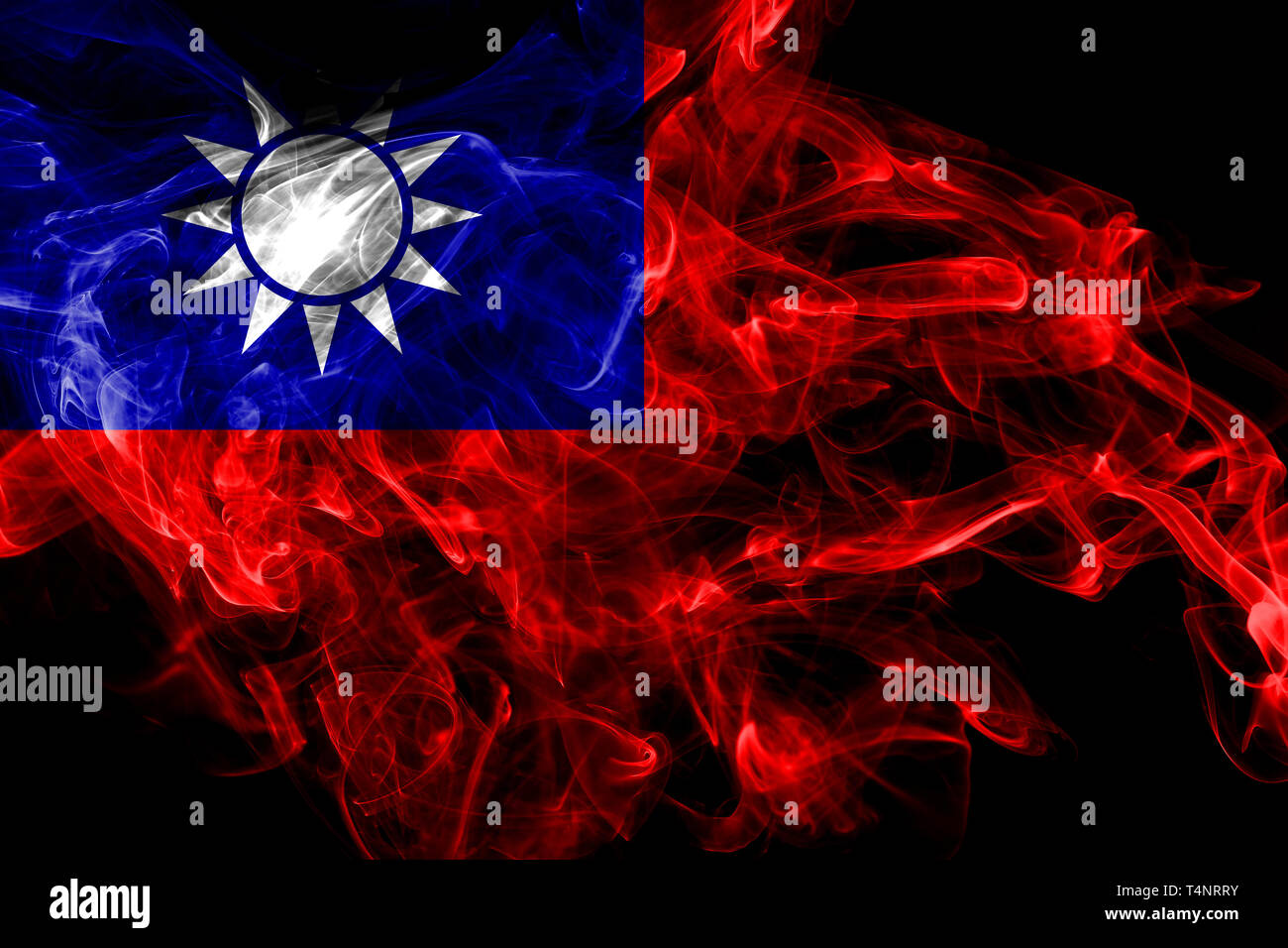 Taiwan smoke flag isolated on black background Stock Photo - Alamy